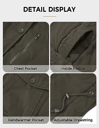 Soularge Women's Winter Plus Size Thickened Cotton Coat with Detachable Hood(Olive,3X)