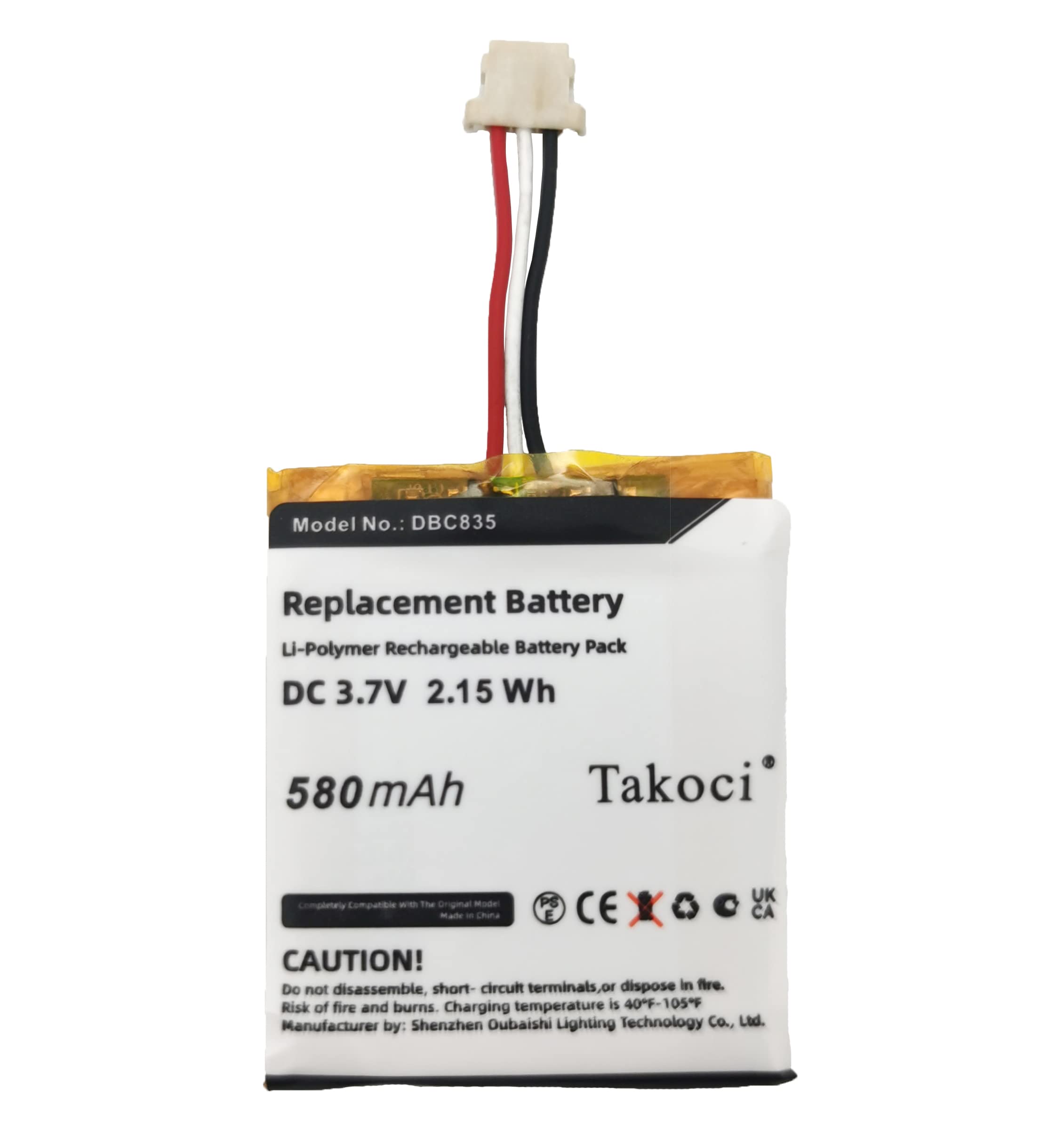 TAKOCI Replacement DBC835 DBC835-V2 Battery for ADT Wireless HD Doorbell Camera, 3.7V