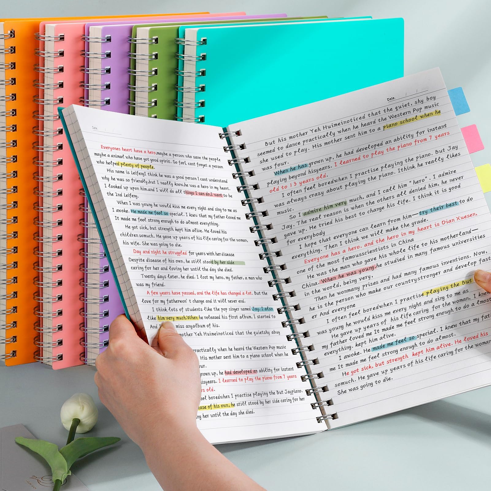 AHGXG Spiral Notebook College Ruled - Large Spiral Journal A4 Notebook 8.5" x 11", 300 Pages Writing Journal for Work, 100GSM Thick Paper, Plastic Hardcover, for Women Men Office School, Lake Blue