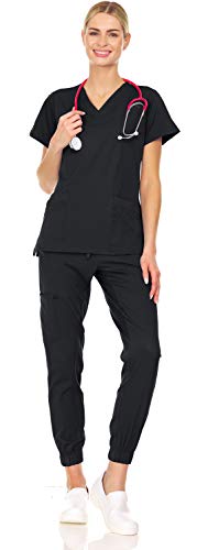 Mini Marilyn Stretch V-Neck Jogger Scrubs Set, Available in Over 12 Colors