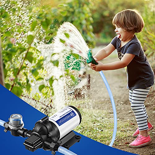 Water Pressure Diaphragm Pump Industrial 115V, Self Priming Pump 4 Gpm 45 Psi include Power Plug, Fittings Strainer Filter for Kitchen Bathroom RV Marine Yacht Caravan, Garden Hose