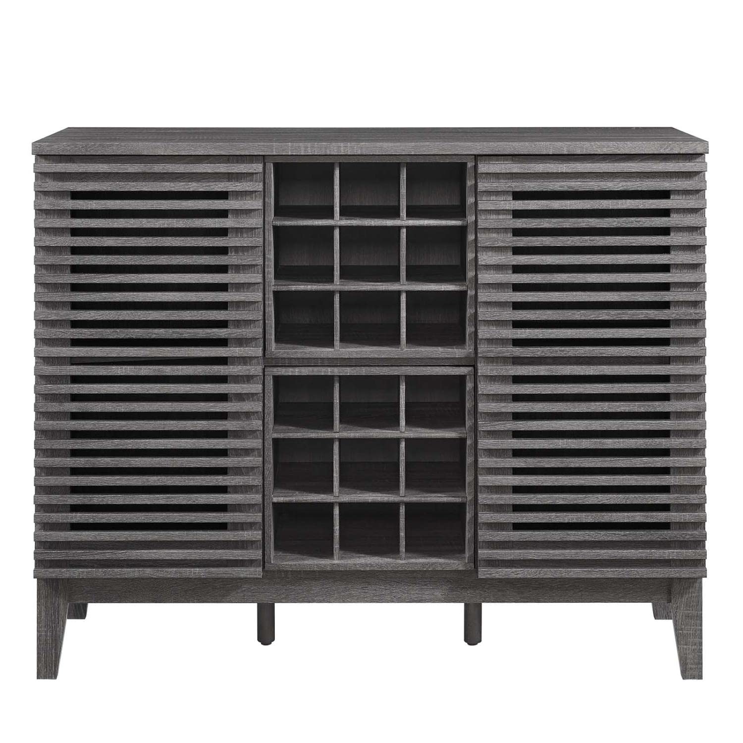 Modway Render Mid-Century Modern Wine Bar Cabinet in Charcoal 17 x 46 x 37