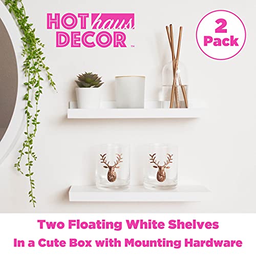Hot Haus Decor Wall Shelves - Set of 2 White Floating Shelves - 12.75"x3.5"- Essential Oil Storage Wall Shelf - Nursery Bookshelf - Nail Polish Shelf - Spice Rack Floating Shelf - Essential Oil Shelf