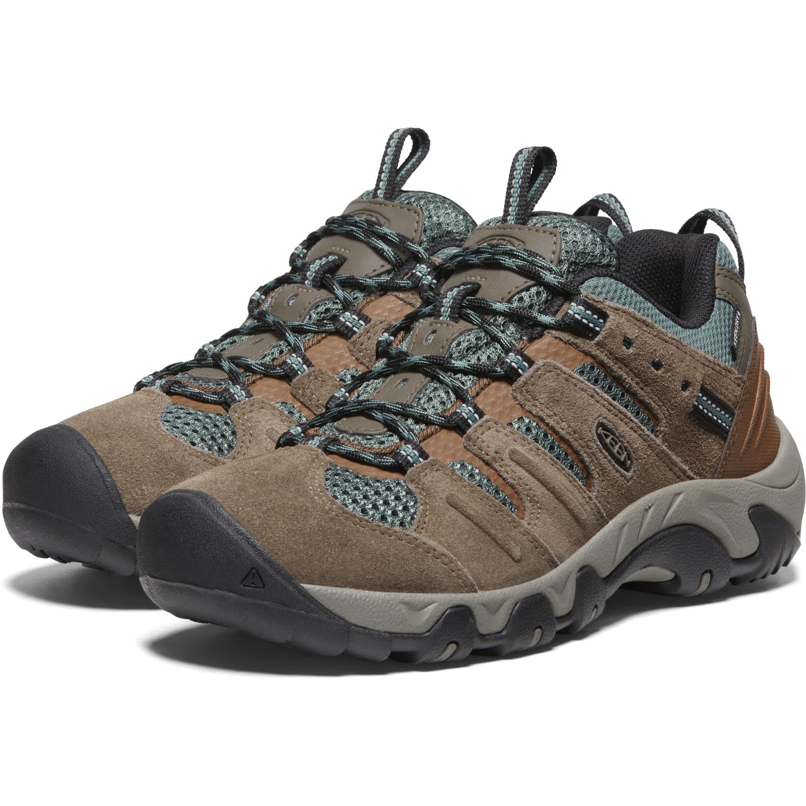 KEEN Women's Headout Low Height Waterproof All Terrain Hiking Shoes, Shitake/Dark Forest, 9.5