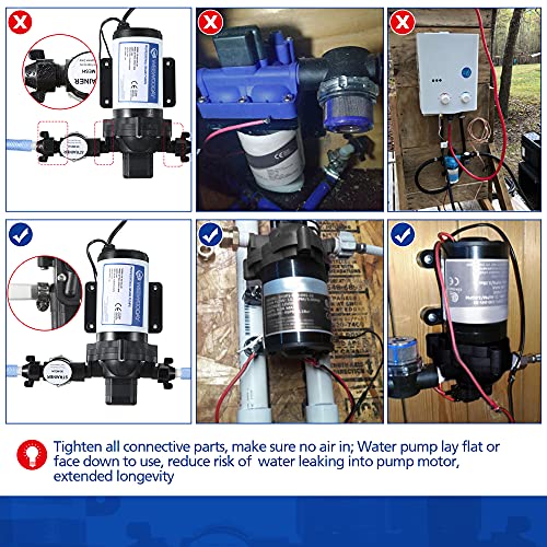 Water Pressure Diaphragm Pump Industrial 115V, Self Priming Pump 4 Gpm 45 Psi include Power Plug, Fittings Strainer Filter for Kitchen Bathroom RV Marine Yacht Caravan, Garden Hose