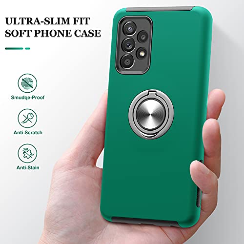 JAME for Samsung Galaxy A52 5G Case with [2 Pack] Tempered-Glass Screen Protector, Slim Soft Heavy Duty Cover for Samsung A52 Case, with Invisible Ring Holder Kickstand for Galaxy A52 Case, Green