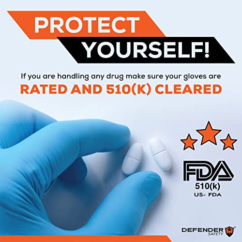 Defender Safety - Nitrile Powder-Free Disposable Medical Examination Gloves (Blue) (Medium)