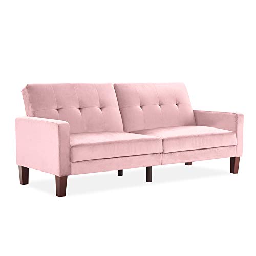 LTT Futon Sofa Bed, Futon Couch, Folding Sofa Bed Dual-Purpose Multi-Functional Sofa Bed Upholstery Fabric Living Room Sofa(Pink)