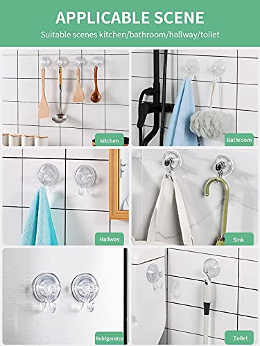 ZBYOMI Suction Cup Hooks, Reusable Vacuum Suction Cup Hooks, Punch-Avoided Suction Hooks- Powerful Waterproof Shower Hooks for Bathroom，Kitchen，Glass Door use