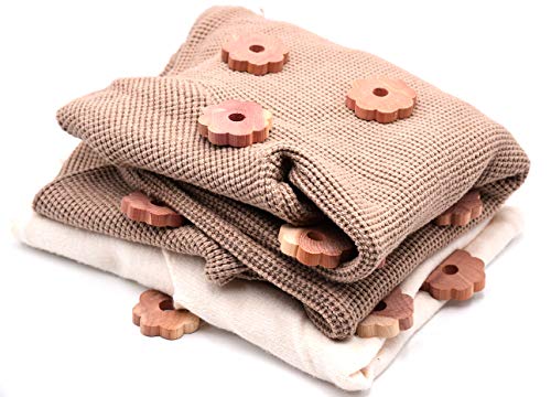 Wahdawn Natural Aromatic Cedar Blocks for Clothes Storage (30 Cedar Rings 5 Sachets, Cedarwood)