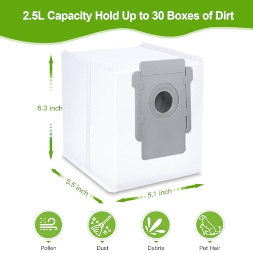 12 Pack Replacement Roomba Vacuum Bags, Compatible with iRobot Roomba i7, i7+, i3, i3+, j7, j7+, i8, i8+, i4, i4+, i6, i6+, i7Plus, s9, s9+, i & s & j Series Automatic Disposal Dust Bags