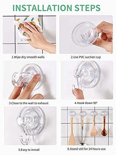 ZBYOMI Suction Cup Hooks, Reusable Vacuum Suction Cup Hooks, Punch-Avoided Suction Hooks- Powerful Waterproof Shower Hooks for Bathroom，Kitchen，Glass Door use