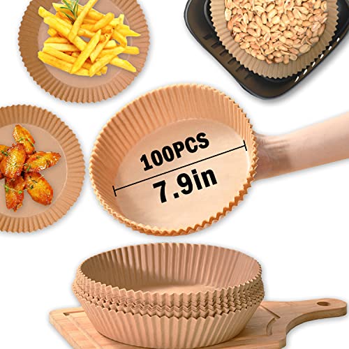 MIUGO Air Fryer Disposable Paper Liners 100PCS Non-Stick Round Baking Parchment Paper Liner 7.9Inch Airfryer Filters for Basket for 5-8 Quart Microwave or Oven