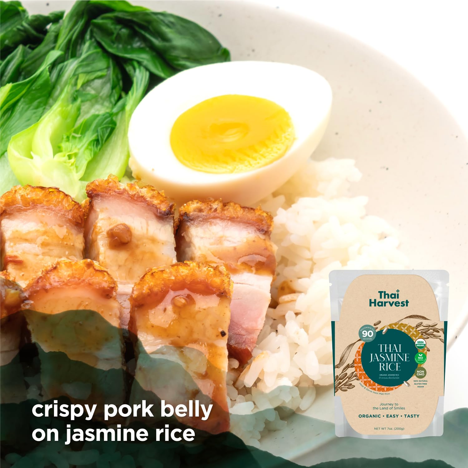 THAI HARVEST 100% USDA Organic Jasmine Rice 7 Ounce (Pack of 8) Microwaveable 90 Seconds Ready to Eat Instant Jasmine Rice for Quick Dinner Meals Zero Preservatives Gluten Free