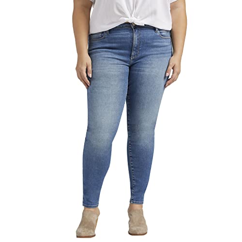 JAG Jeans Women's Plus Size Forever Stretch High Rise Skinny Jeans, Indigo Blue, 3 Plus