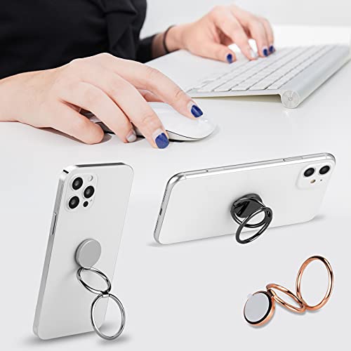 NC Extended Cell Phone Ring Holder Stand, Universal Metal Phone Grip Talk Finger Ring Kickstand Round Support for Magnetic Car Mount Compatible with Smartphone iPhone iPad (Silver)