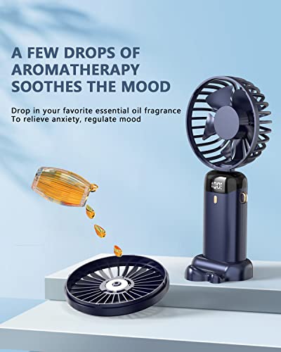 JANREAY Mini Handheld Fan, USB Desk Fan, Small Personal Portable Table Fan 5 Speed with USB Rechargeable Battery Operated Cooling Folding Electric Fan for Travel Office Room Household (Blue)…