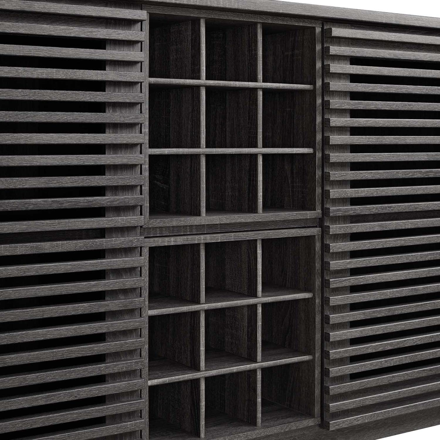 Modway Render Mid-Century Modern Wine Bar Cabinet in Charcoal 17 x 46 x 37