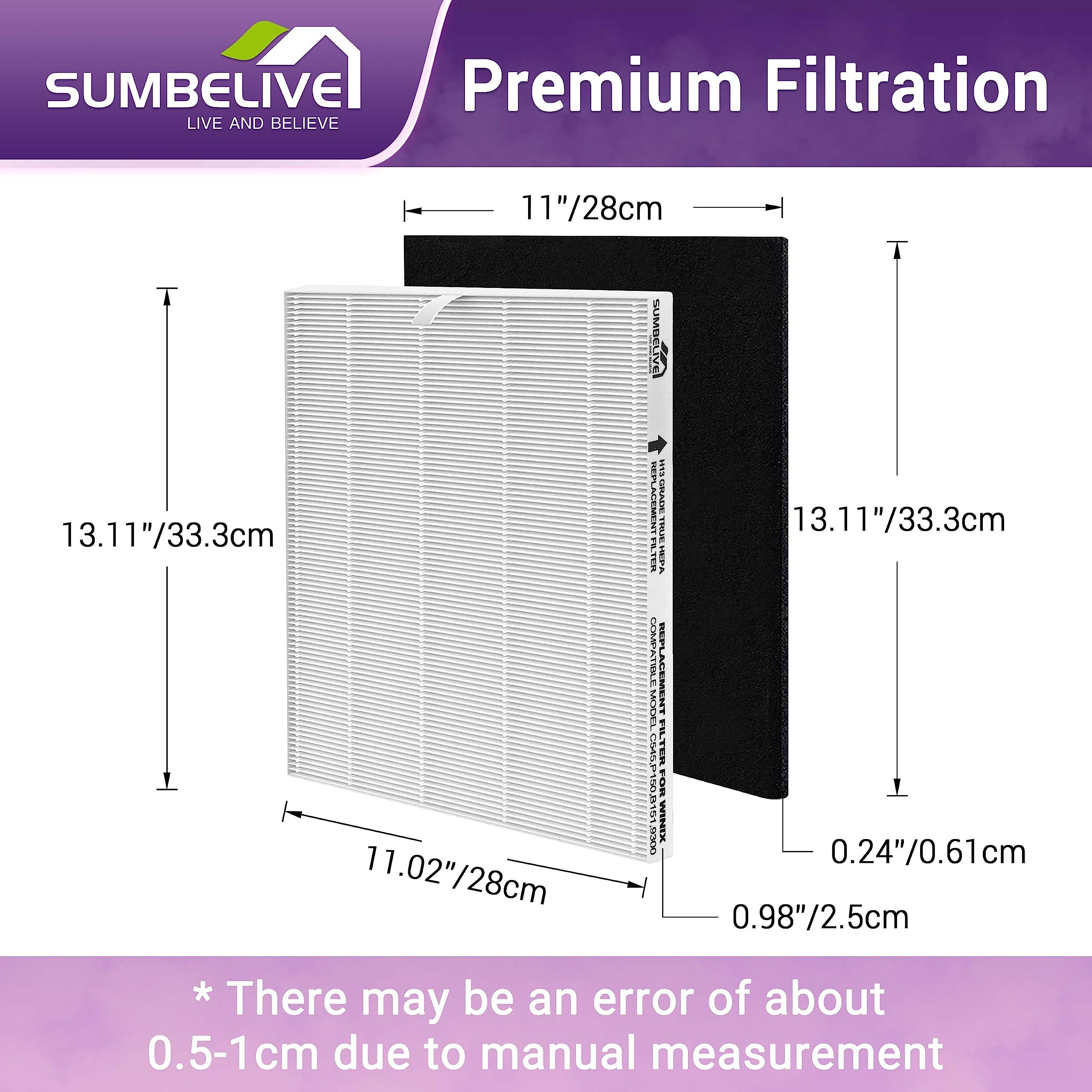 C545 Replacement Filter for Winix C545 Air Purifier Filter S, 1 True HEPA Filter + 2 Activated Carbon Filters Part No. 1712-0096-00 and 2522-0058-00