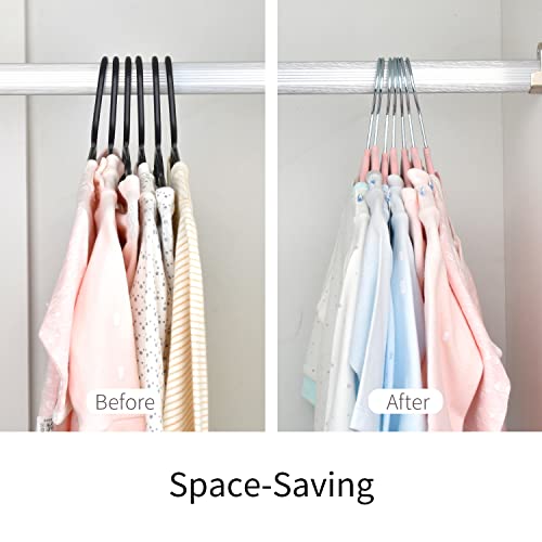 MangoKit 15 Pack Baby Velvet Clothes Hanger,Ultra-Thin Space-Saving Nursery Hangers,Non-Slip Toddler Hangers with Swivel Hook,Notched Shoulder Design(Pink)