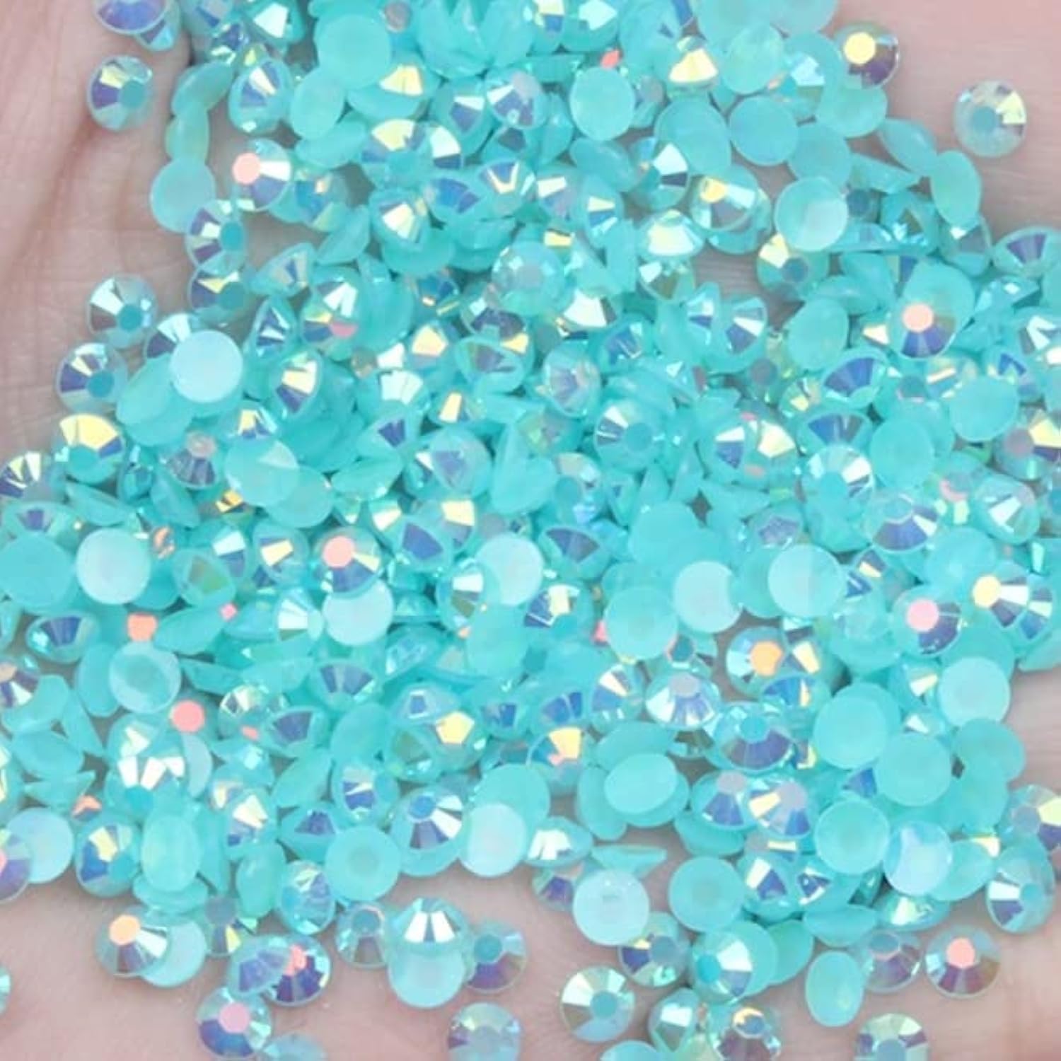 3000 Pcs Mixed 2-6mm Resin Rhinestone AB Color Flatback Jelly Resin Rhinestones Bling Glitter Diamond for Nail Art Face Makeup Bottles Tumblers Craft Decoreation (14 Light Water Blue AB)