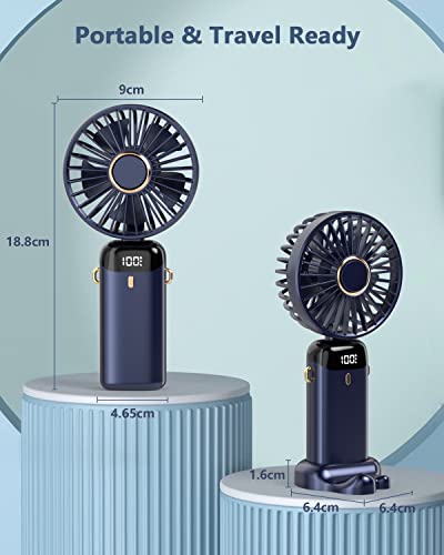JANREAY Mini Handheld Fan, USB Desk Fan, Small Personal Portable Table Fan 5 Speed with USB Rechargeable Battery Operated Cooling Folding Electric Fan for Travel Office Room Household (Blue)…