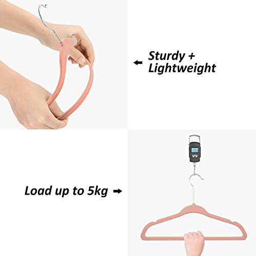 MangoKit 15 Pack Baby Velvet Clothes Hanger,Ultra-Thin Space-Saving Nursery Hangers,Non-Slip Toddler Hangers with Swivel Hook,Notched Shoulder Design(Pink)