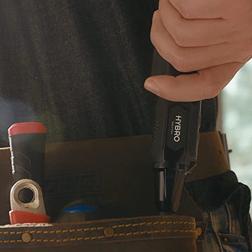 HYBRO Rechargeable Cordless 3.6V Screwdriver Set, Electric and Manual Battery Powered Professional and Home Improvement Tool - Max 10N.m Torque, 4pcs Magnetic Bits, USB Charge, LED Light - H300Q (Red)