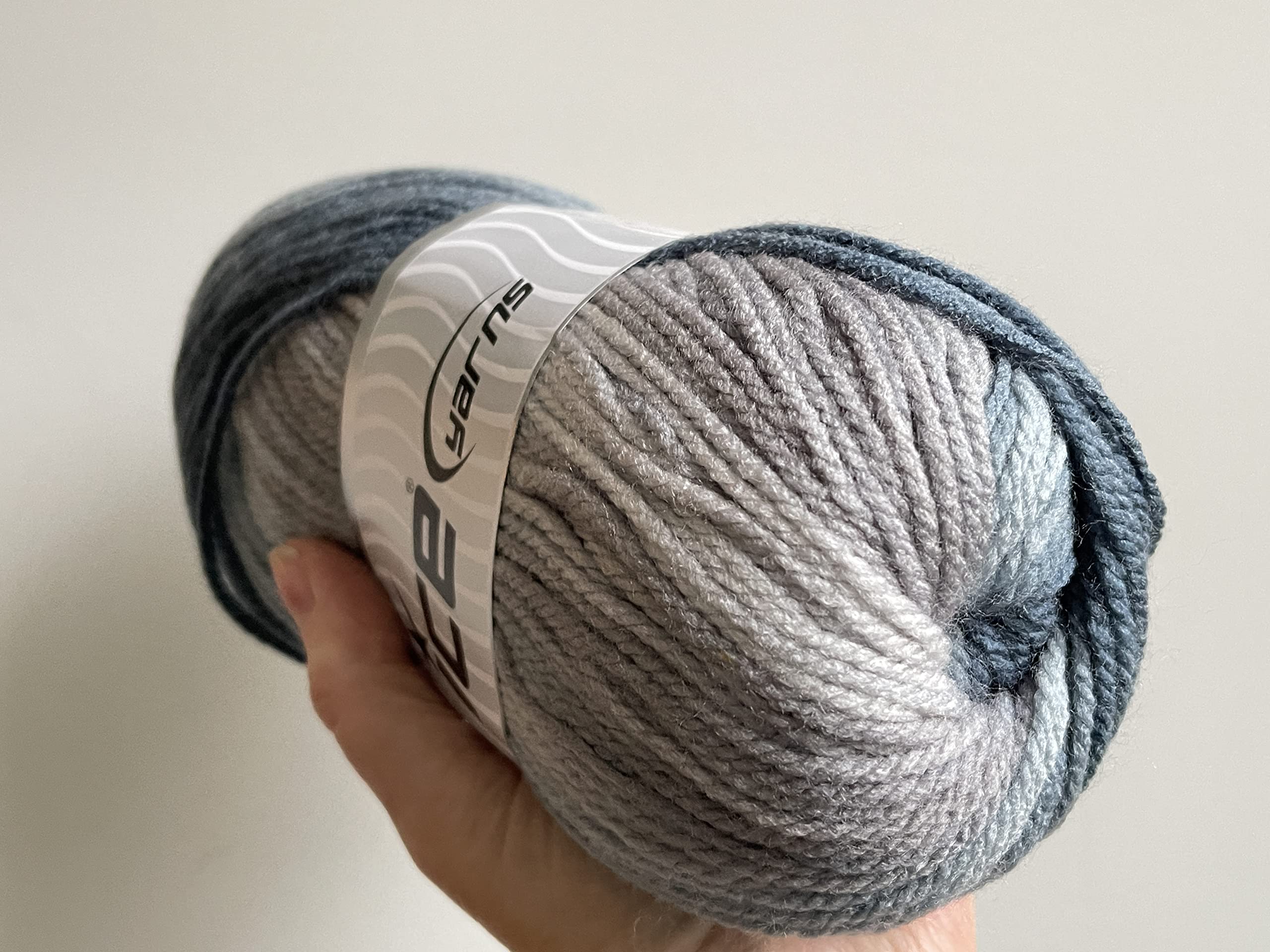 Magic Worsted Yarn - Grey, Slate, Blue Self-Striping Acrylic, Worsted Weight 202 Yards (185 Meters) 3.53 Ounces (100 Grams)