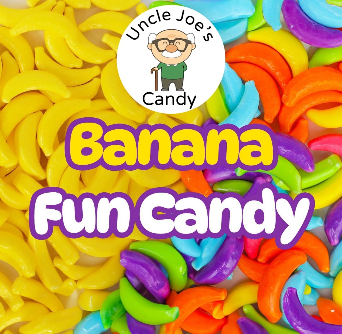 Uncle Joes Hard Banana Runts Candy, Bulk Pack in Resealable Bag, 2 lb - Perfect Joy Ride Candy for Banana Candy Lovers