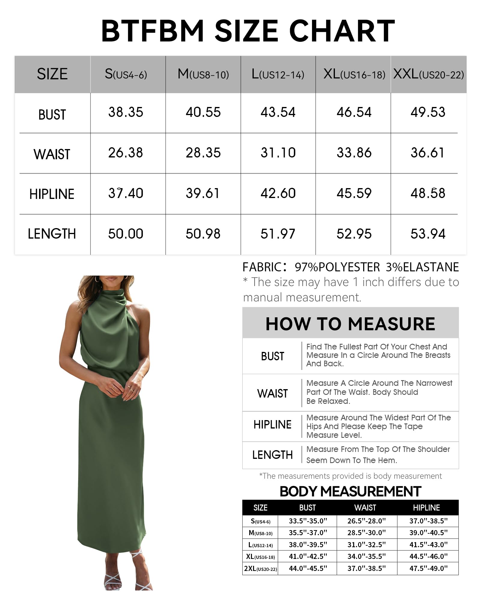 BTFBM Women's Sleeveless Cocktail Dresses Mock Neck Keyhole Elastic High Waist Wedding Guest Evening Party Maxi Dress(Solid Army Green, Medium)