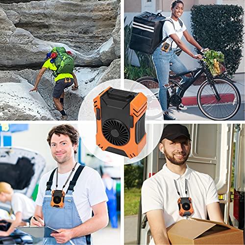 beheart Waist Clip Fan, Personal Cooling Necklace Fan, 3 Speed 5000mAh Power Bank and Spotlight