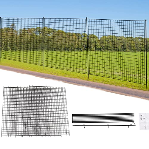 Garden Fence Pannels and Gate Bundle, Heavy Duty Tall Outdoor Landscape Patio Yard Fencing Border Animal Barrier Decorative Metal Fence,36in (L) x 44in (H), Underground(8 Panels 9 Stakes in a Set)