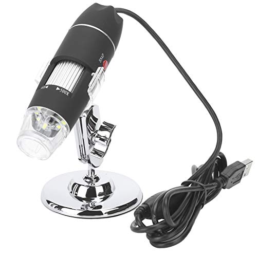 500X LED Microscope, 500X USB Digital Microscope Electron Microscope Adjustable 8LED Magnifying Glass with Stand Support Camera/Video/Computer/Phone