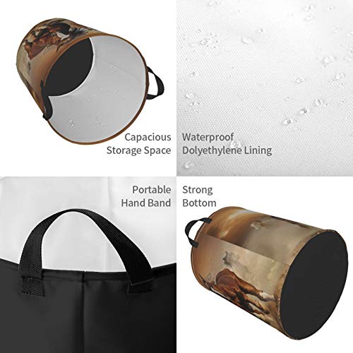 FeHuew Two Running Chestnut Horses Collapsible Laundry Basket with Handle Waterproof Fabric Hamper Laundry Storage Baskets Organizer Large Bins for Dirty Clothes,toys,Bathroom