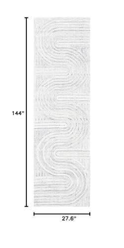 SAFAVIEH South Hampton Collection Runner Rug - 2'3" x 12', Grey, Handmade Mid-Century Modern Abstract, Ideal for High Traffic Areas in Living Room, Bedroom (SHA301F)