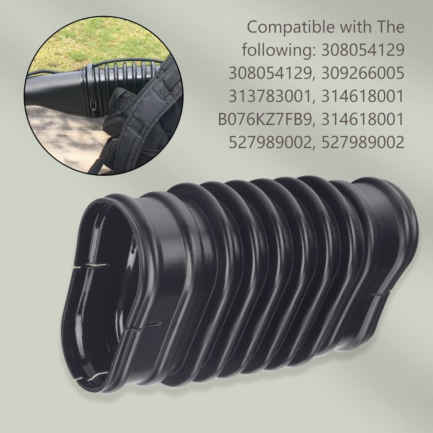 580473001 Replacement Flex Tube for Ryobi RY38BP 38cc backpack blower and Ryobi 40 Volt Blower Models RY40404NV, RY40440, RY40404 - for Ryobi leaf blower parts