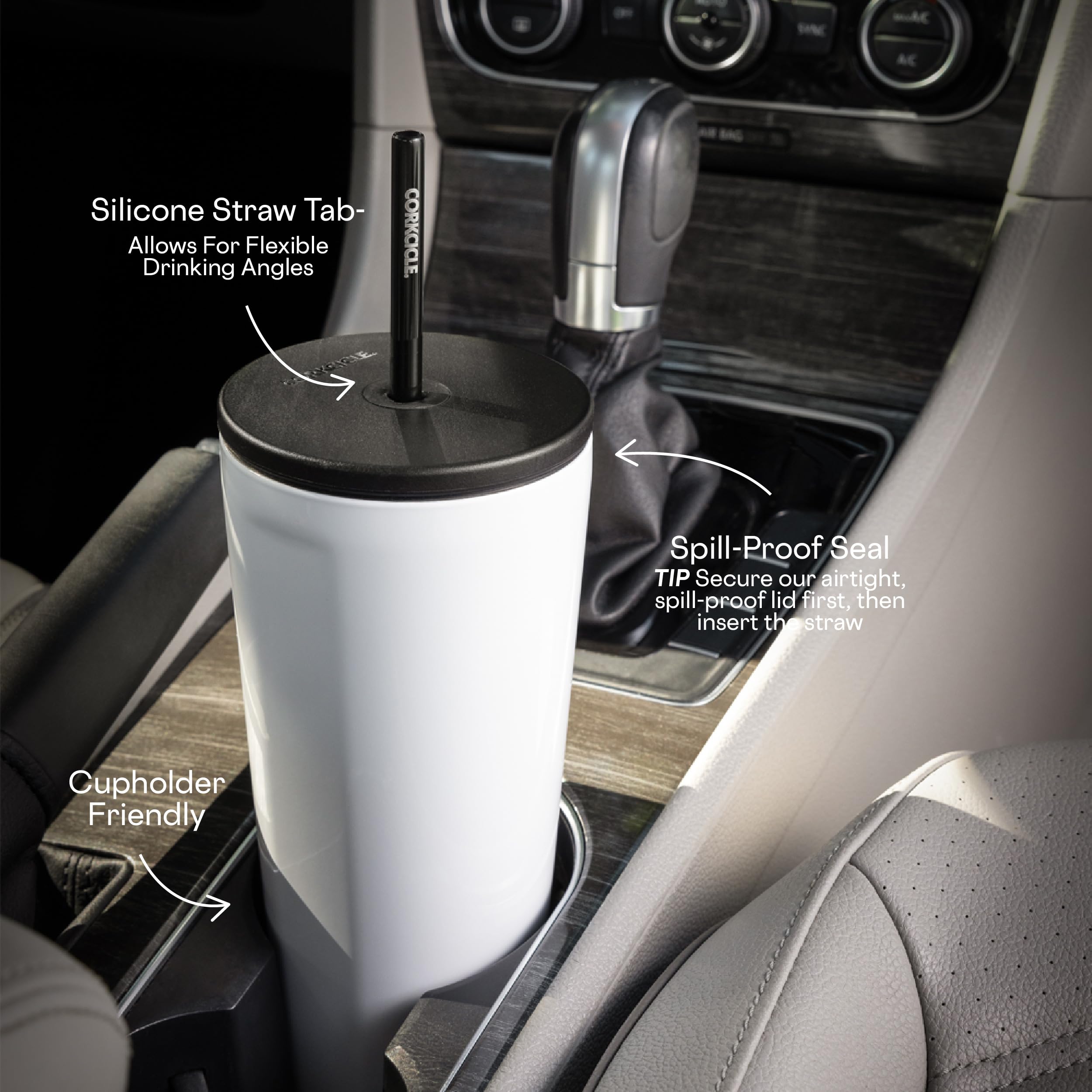 Corkcicle Cold Cup Insulated Tumbler with Lid and Straw, Matte Black, 24 oz – Reusable Water Bottle Keeps Beverages Cold for 12hrs, Hot 5hrs – Cupholder Friendly Tumbler, Lid for Flexible Sipping