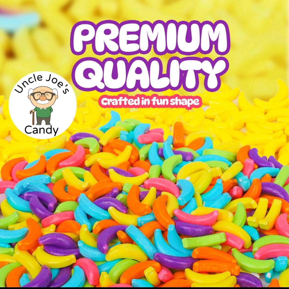 Uncle Joes Hard Banana Runts Candy, Bulk Pack in Resealable Bag, 2 lb - Perfect Joy Ride Candy for Banana Candy Lovers