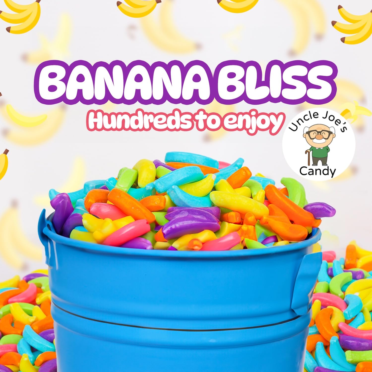 Uncle Joes Hard Banana Runts Candy, Bulk Pack in Resealable Bag, 2 lb - Perfect Joy Ride Candy for Banana Candy Lovers