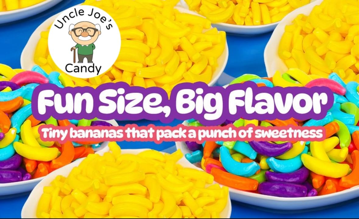 Uncle Joes Hard Banana Runts Candy, Bulk Pack in Resealable Bag, 2 lb - Perfect Joy Ride Candy for Banana Candy Lovers