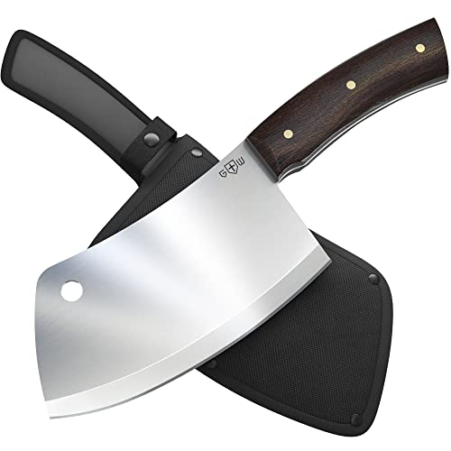 Grand Way Butcher Knife - Cleaver Knife for Meat Bone Vegetable Fruit Knife - Indoor Outdoor Cooking Utensil -