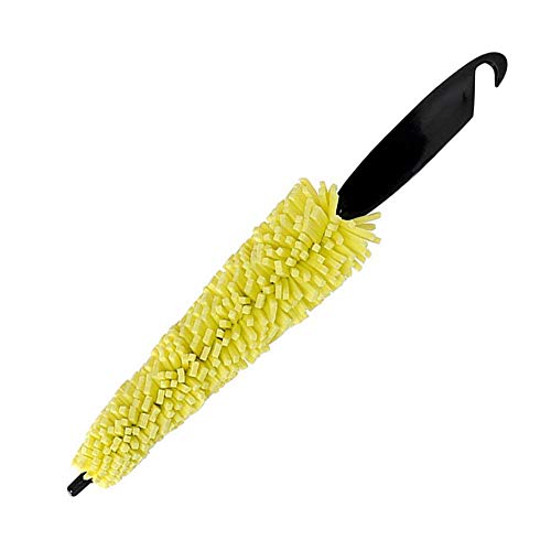 Hosuho Car Wheel Sponge Cleaning Brush, 29 x 5 cm Rims Tire Washing Brush with Plastic Handle, Yellow Multifunctional Cleaning Brush for Bicycles and Motorcycles