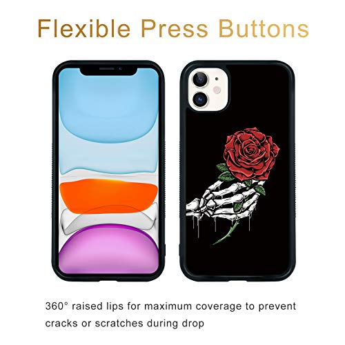 FANXI Rose Skull Phone Case Compatible with iPhone 11 6.1 Inch - Shockproof Protective TPU Aluminum Cute Cool Skeleton iPhone Case Designed for iPhone 11 Case for Men Girls Women Boys