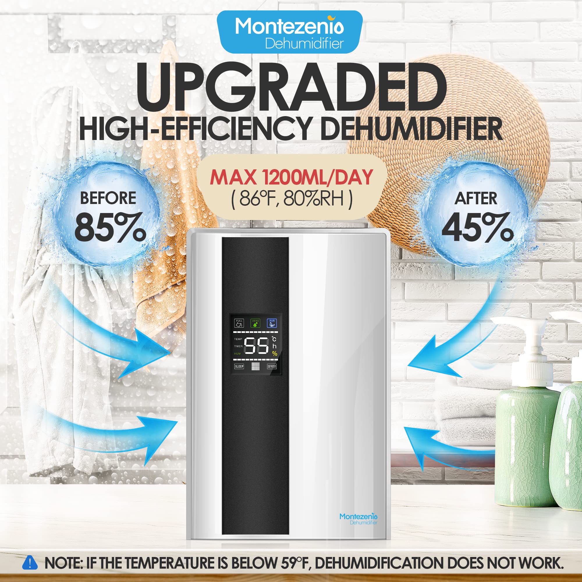 Efficient Dehumidifiers for Home - 400 Sq. Ft Quiet Dehumidifier with Drain Hose, Remote Control, Auto Shut Off, and 2 Working Modes, Portable Dehumidifier for Basements, RVs, Closets, Garages