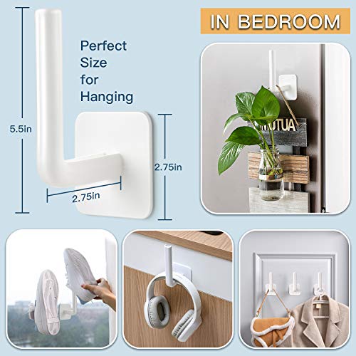 Muilt-Purpose Adhesive Hooks, Seamless Wall Hooks for Kitchen Bathroom Bedroom Hanging for Cups Utensil Coats,Towel,Handbag Utility Hooks 2PCS