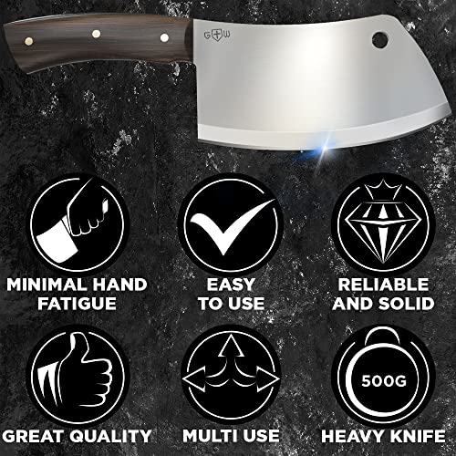 Grand Way Butcher Knife - Cleaver Knife for Meat Bone Vegetable Fruit Knife - Indoor Outdoor Cooking Utensil -