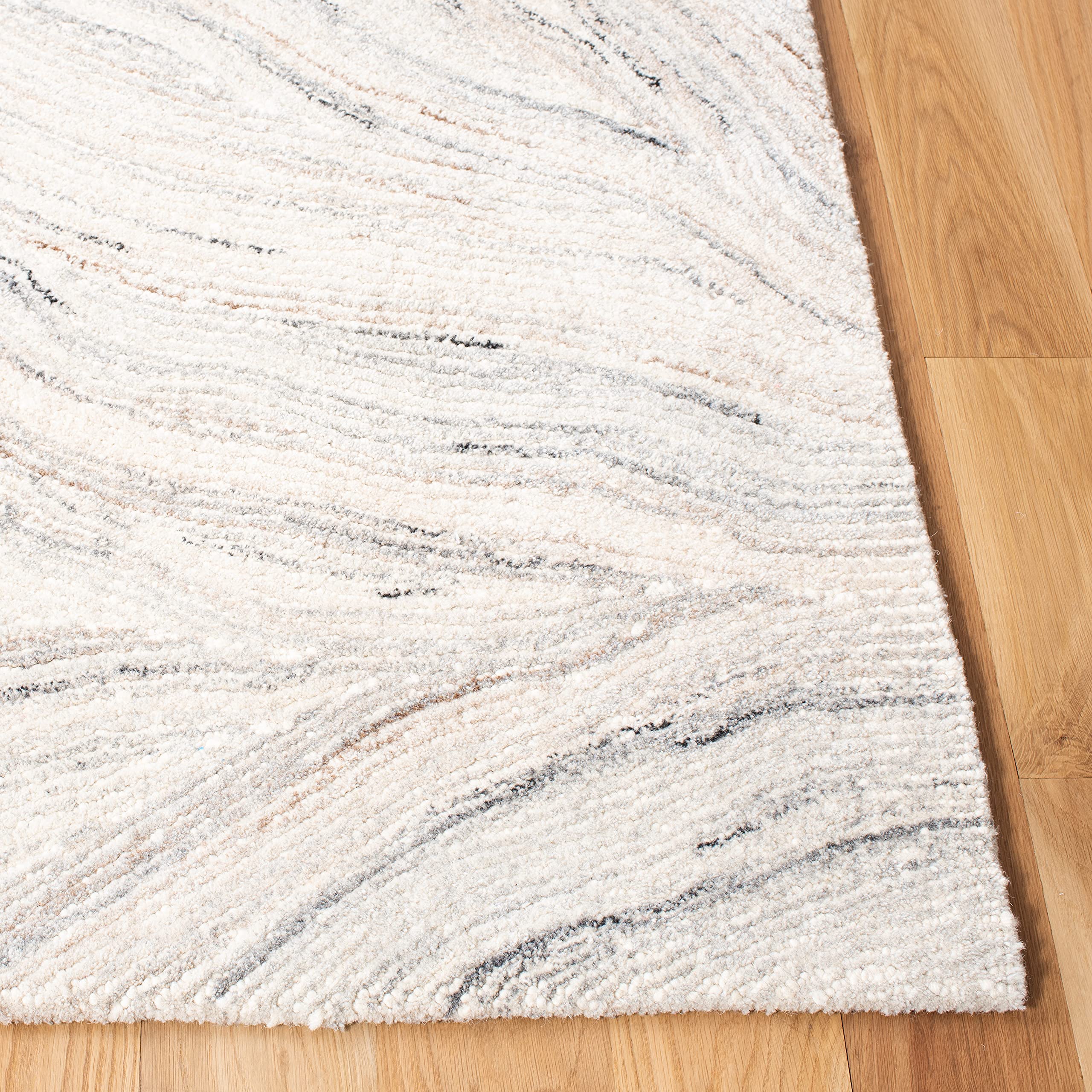 SAFAVIEH Metro Collection Runner Rug - 2'3" x 12', Ivory & Grey, Handmade Modern Abstract Wool, Ideal for High Traffic Areas in Living Room, Bedroom (MET505F)