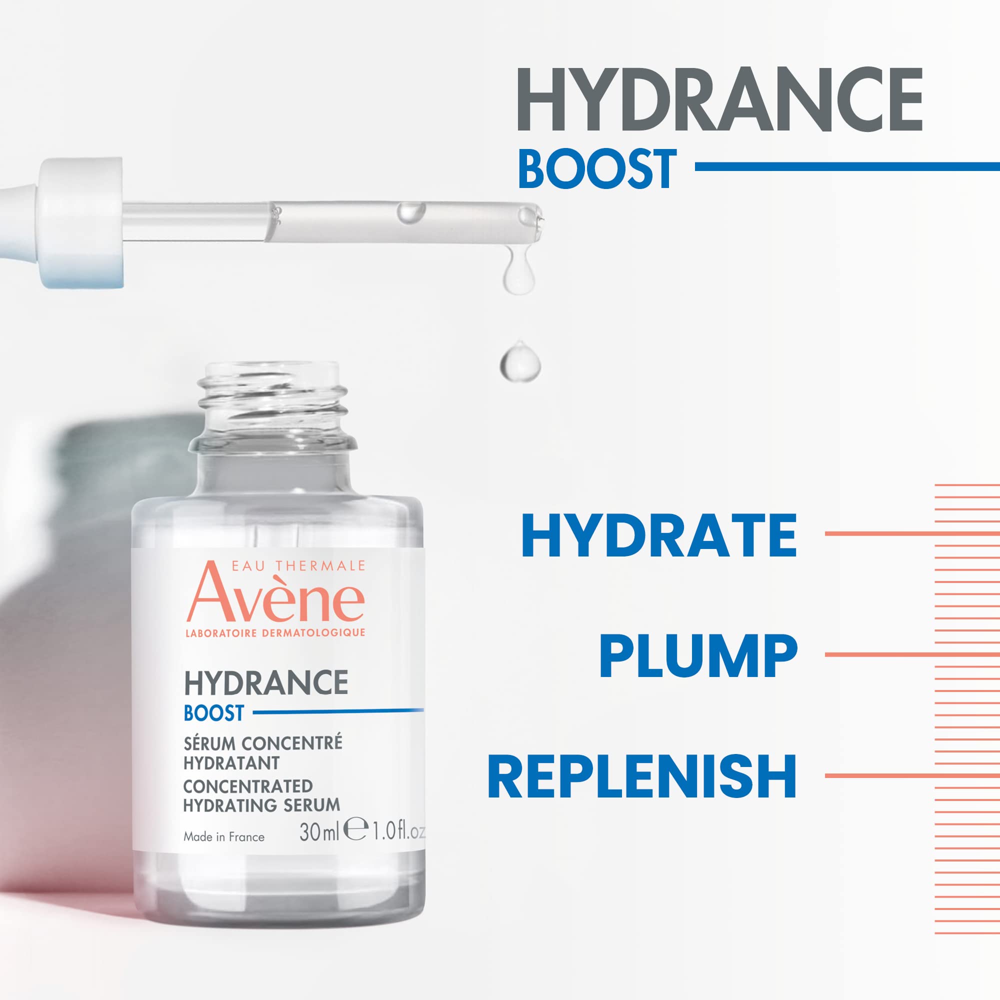 Avene Hydrance Boost Concentrated Hydrating Serum, 48 Hour Hydration, Hyaluronic Acid, 1.0 Fl Oz
