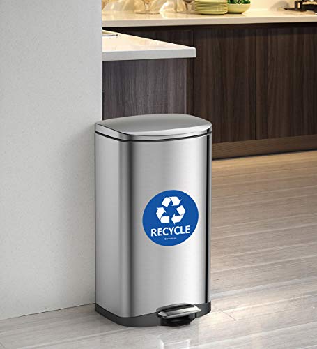 IGNIXIA (Pack of 4 Recycle & Trash Stickers Combo Indoor & Outdoor Trash Bin Decals Recycle & Trash Symbols Sticker 4 X 4 Inches Self Adhesive Peel & Stick (Blue and Black)